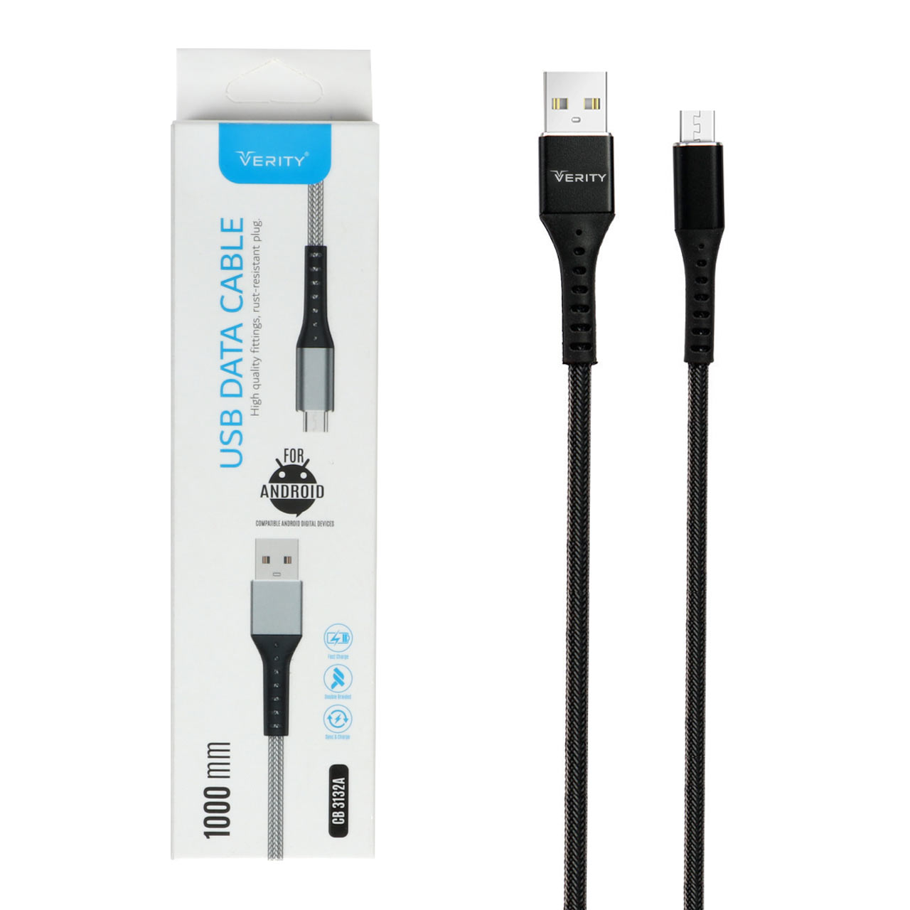 کابل شارژ اندروید Verity مدل CB3132 A - مشکی - فروشگاه - پنل فروشگاهی eways