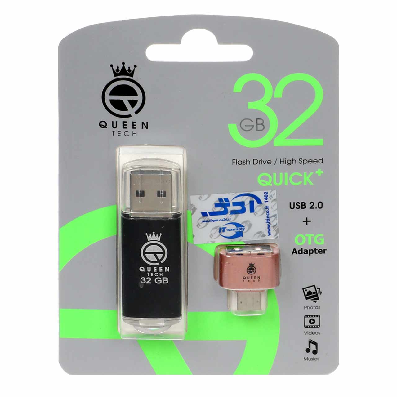 Queen tech-Quick C+ USB2.0+OTG Micro Usb Adapter Flash Memory Flash Memory - 32GB مشکی (گارانتی ...