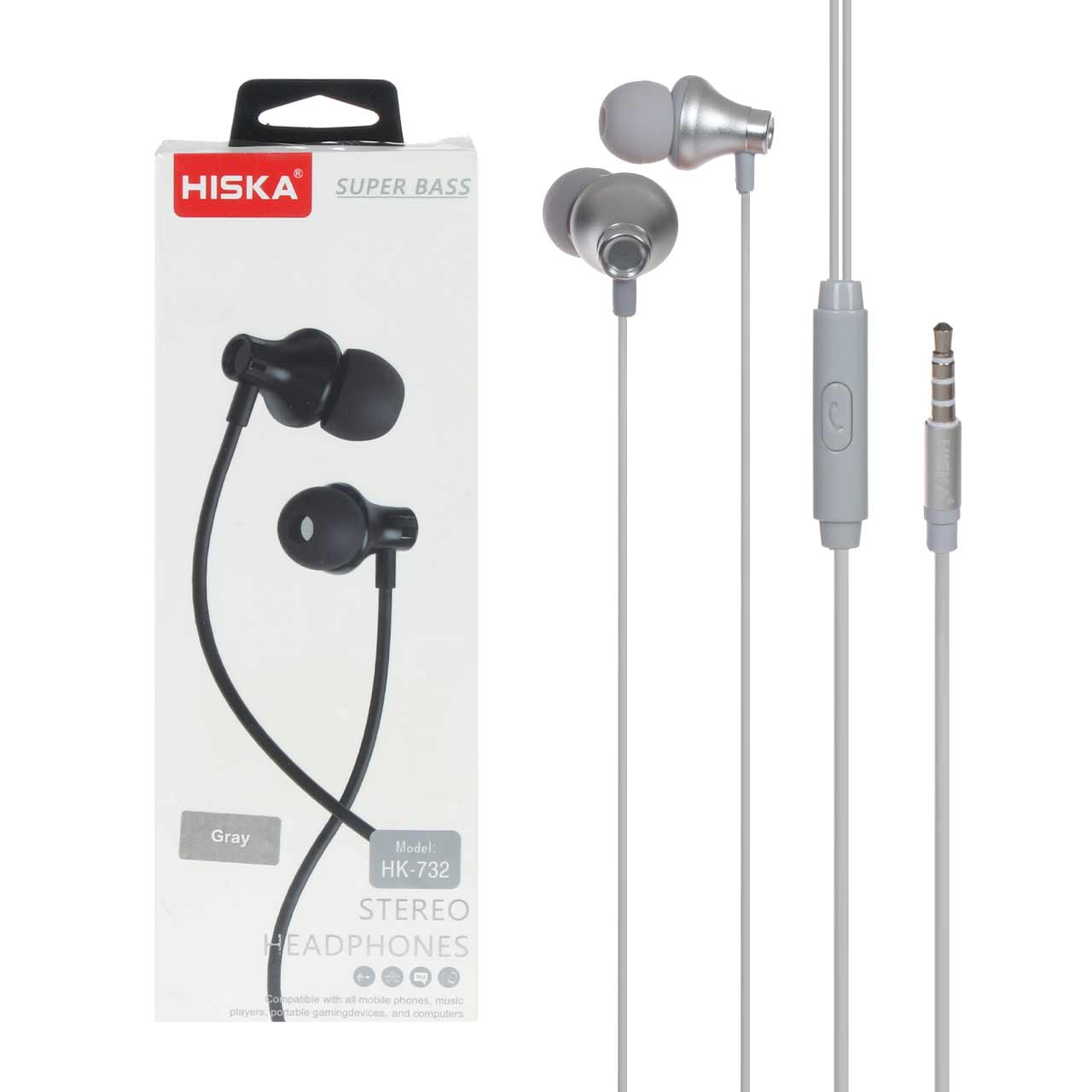 هندزفری باسیم HISKA مدل HK-732 - خاکستری - فروشگاه - پنل فروشگاهی eways