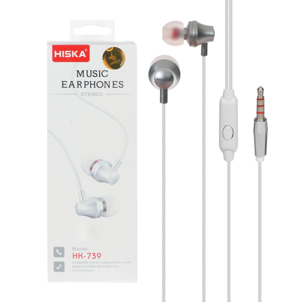 هندزفری باسیم HISKA مدل HK-739 - سفید - فروشگاه - پنل فروشگاهی eways