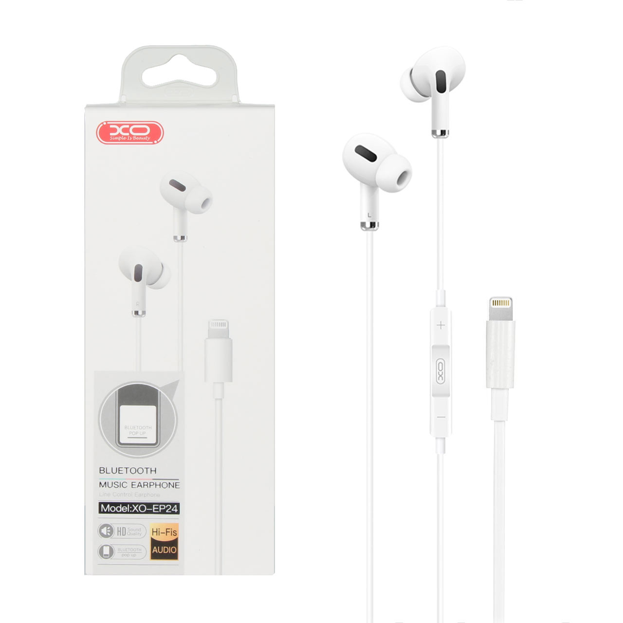 هندزفری با سیم پورت XO Lightning مدل XO-EP24 - سفید - فروشگاه - پنل فروشگاهی eways