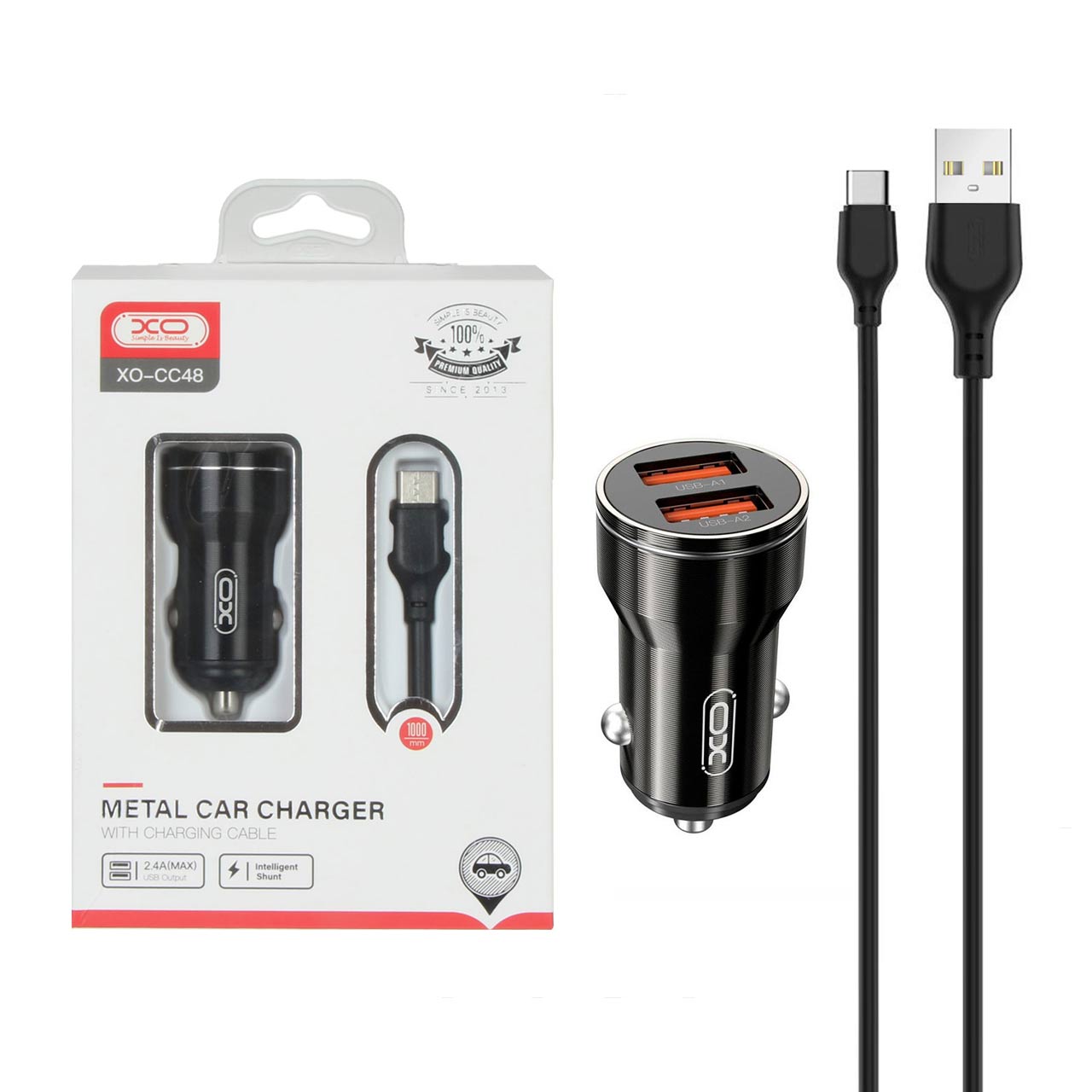 شارژر فندکی 12W فست دو پورت XO مدل XO-CC48 به همراه کابل شارژ Type-C - مشکی - فروشگاه - پنل ...