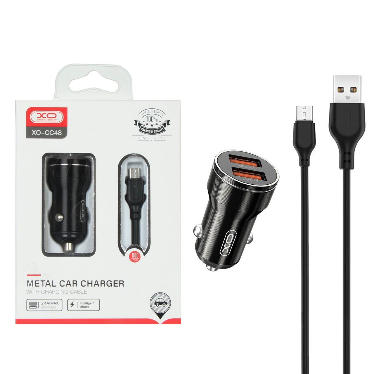 شارژر فندکی 12W فست دو پورت XO مدل XO-CC48 به همراه کابل شارژ اندروید - مشکی - فروشگاه - پنل ...