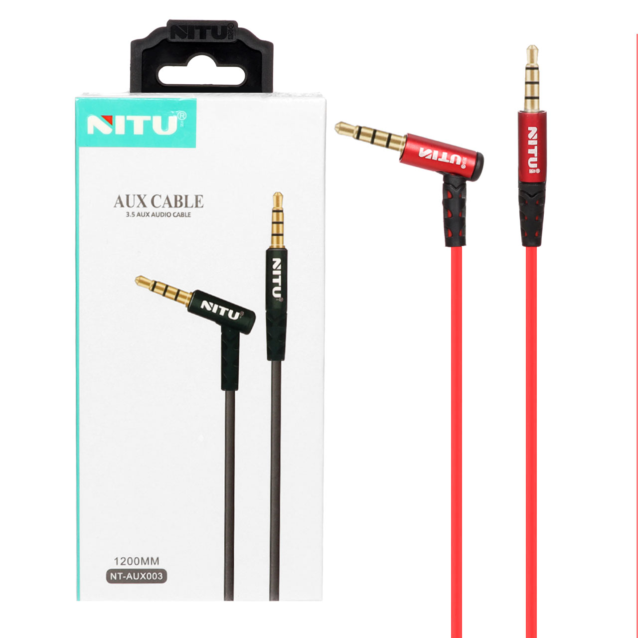کابل صدا 1.2 متری NITU AUX مدل 003 - قرمز - فروشگاه - پنل فروشگاهی eways
