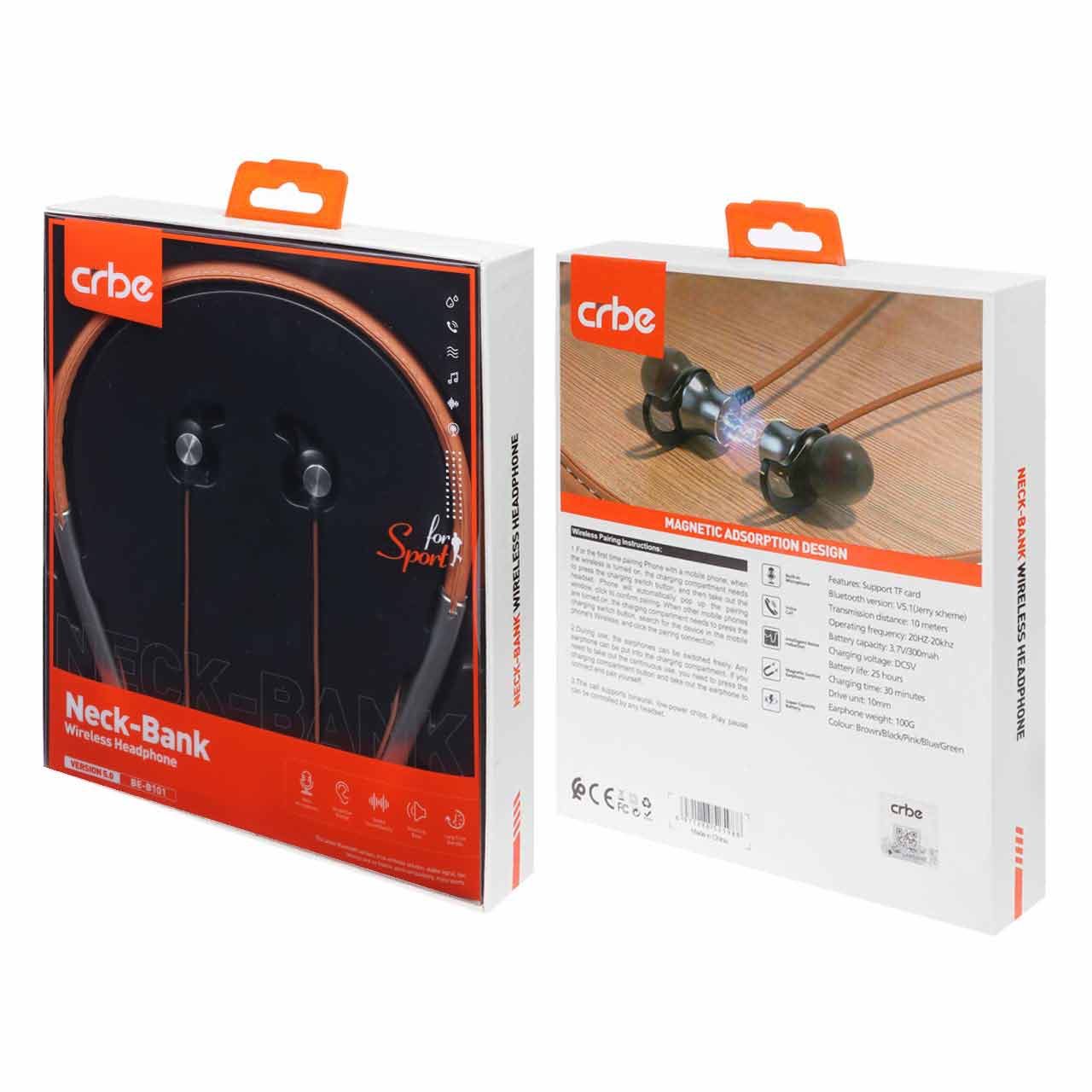 هندزفری گردنی بی سیم Crbe مدل BE-B101 - قهوه ای (گارانتی یکساله PMC) - فروشگاه - پنل فروشگاهی eways