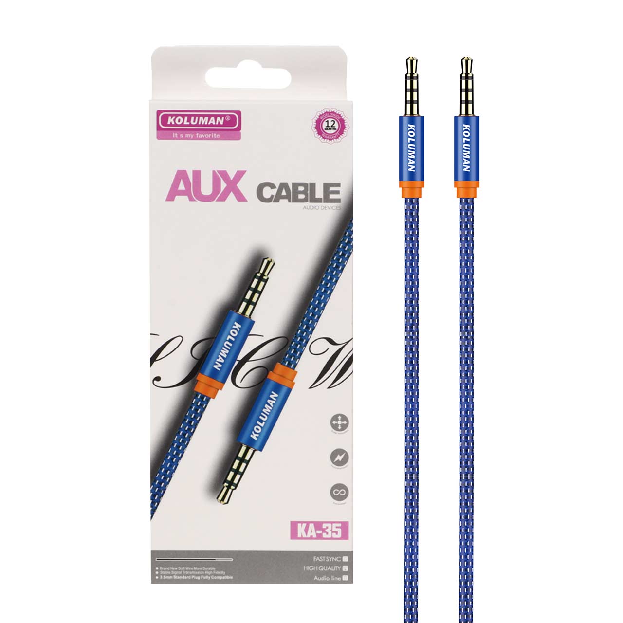 کابل AUX Koluman مدل KA-35 - آبی (گارانتی یکساله PMC) - فروشگاه - پنل فروشگاهی eways