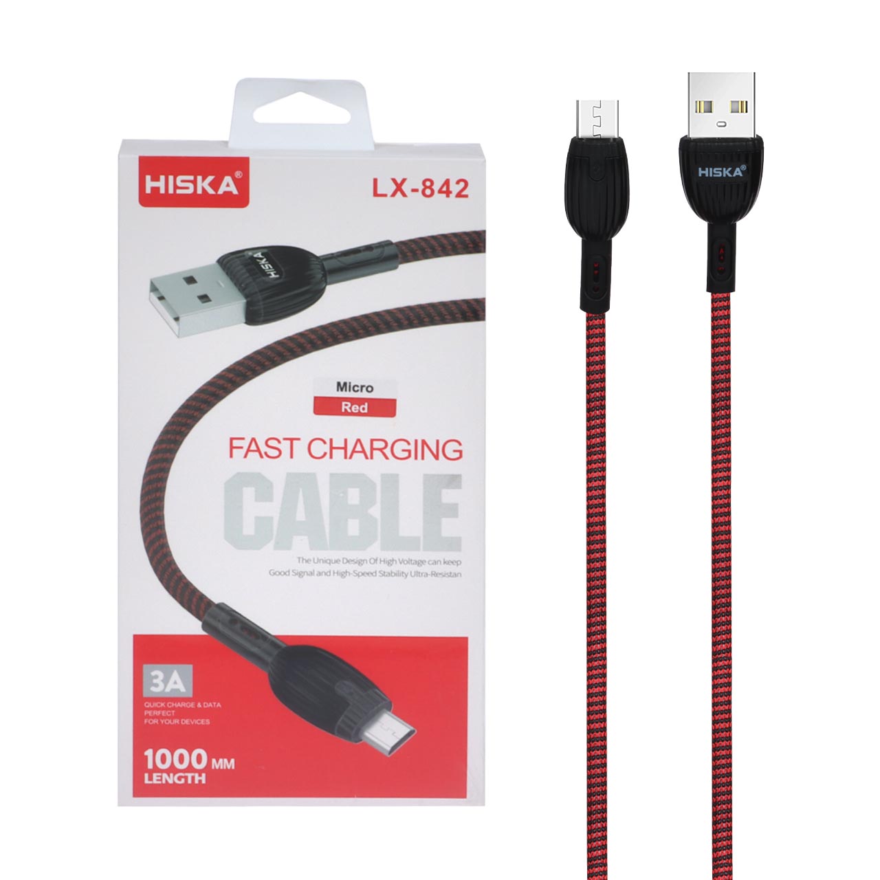 کابل شارژ فست اندروید HISKA مدل LX-842 - قرمز - فروشگاه - پنل فروشگاهی eways