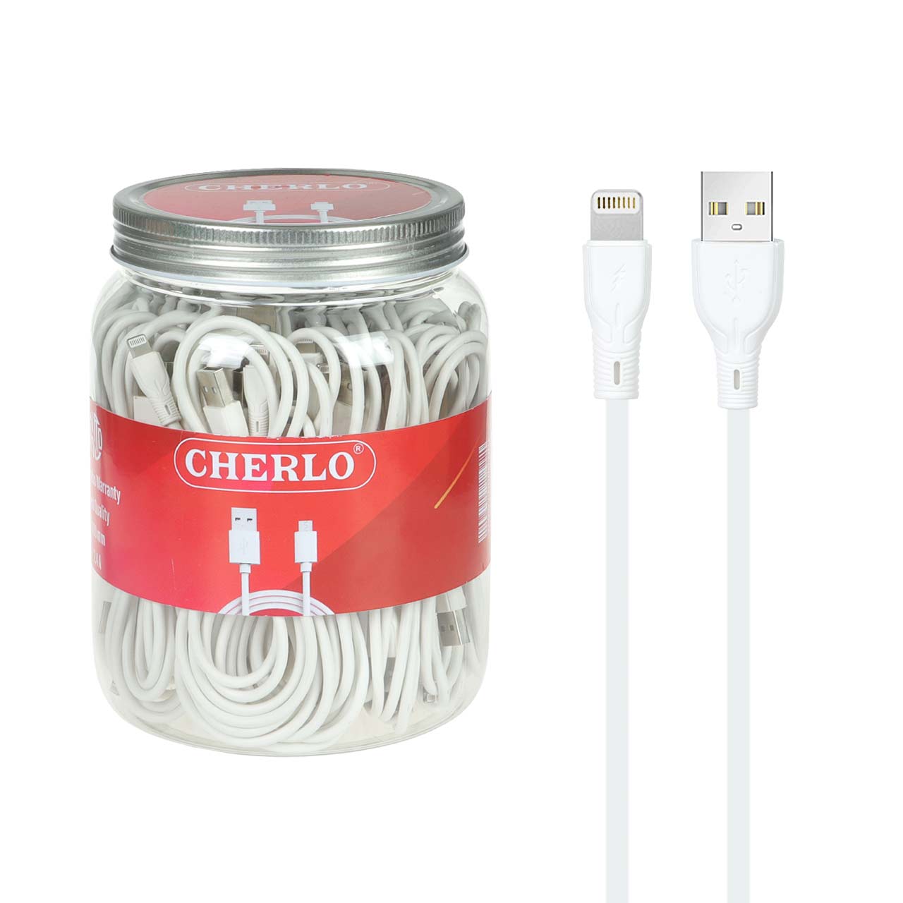 کابل شارژ 1.1 متری فست آیفون CHERLO - سفید (بسته 40 عددی) - SMO ...