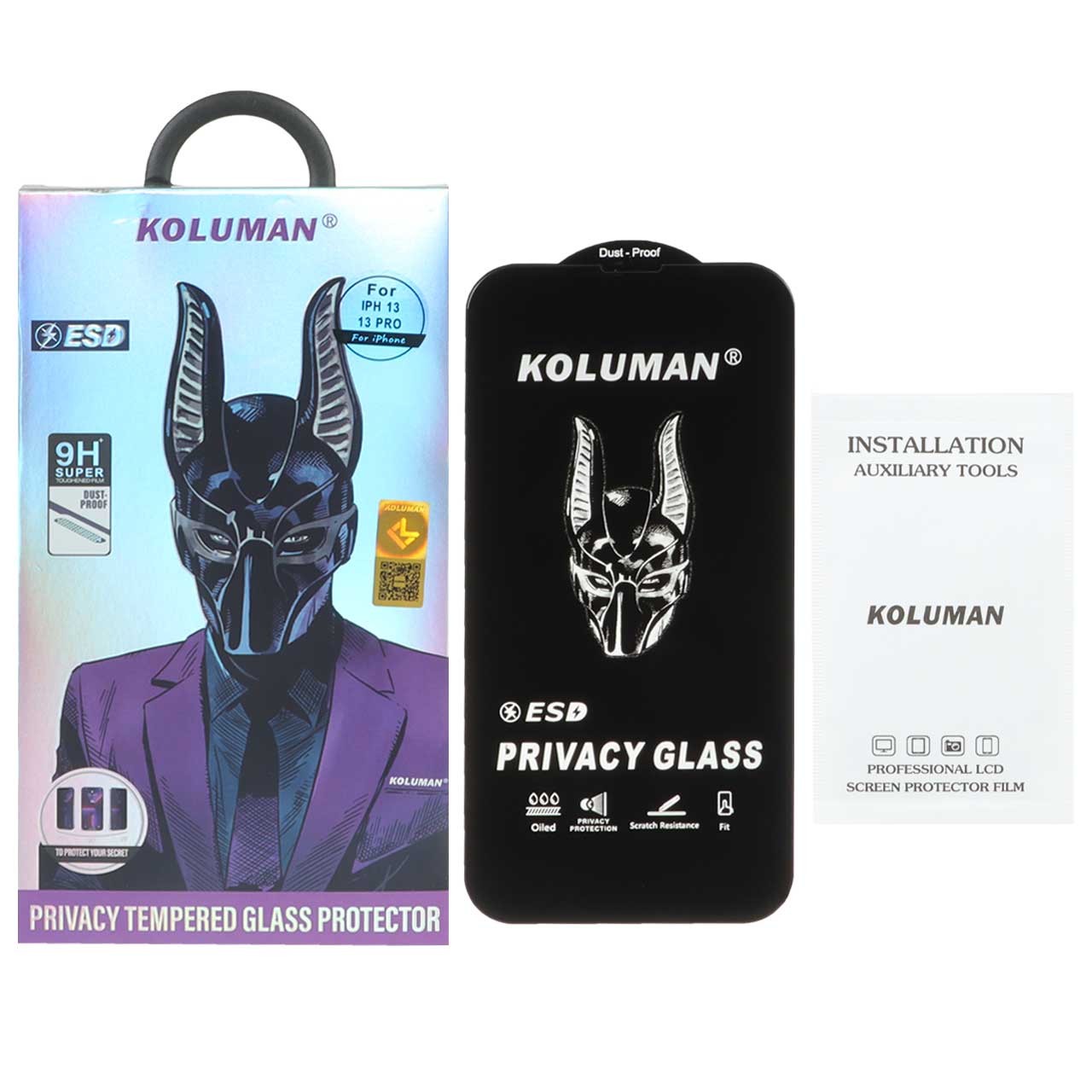 محافظ صفحه نمایش شیشه ای KOLUMAN - ESD Privacy مدل Iphone 13 / 13 Pro / 14 (پک دار) - فروشگاه ...