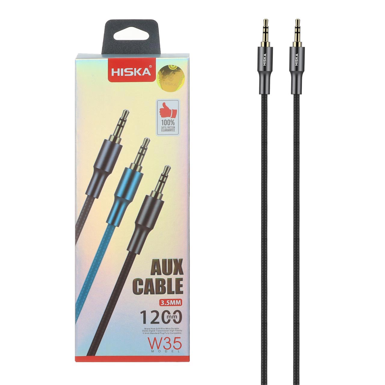 کابل صدا 1.2 متری HISKA AUX مدل W35 - مشکی - فروشگاه - پنل فروشگاهی eways